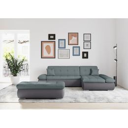 DOMO collection Ecksofa &raquo;MORIC 300x172 cm, XXL-Sofa mit viel Platz, L-Form, auch in Cord&laquo; wahlweise mit Bettfunktion und Armteilverstellung, grau-