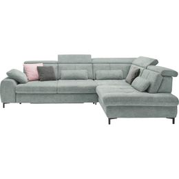 set one by Musterring Ecksofa Kaltschaumpolsterung, Flachgewebe, whlw. mit Funktionen, Sitzh&ouml;he 49 grau 100% Polyester B/H/T: 317cm x 86cm x 220cm, 