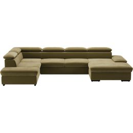 Sit & More sit&more Wohnlandschaft &raquo;Alcudia U-Form&laquo; wahlweise mit Schlaffunktion gr&uuml;n 98% Polyester, 2% Polyamid B/H/T: 349cm x 73cm x 226cm, Soft clean, 