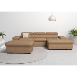 OTTO home Ecksofa &raquo;Alberto L-Form&laquo; mit Kopfteilverstellung, wahlweise mit Schlaffunktion braun Luxus-Microfaser Lederoptik (100% Polyester);Luxus-