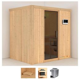 Karibu Sauna &raquo;Bedine&laquo; Set, Ofen 9 KW externe Strg easy beige Saunaofen, externe Steuerung, 9 kW