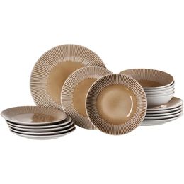 Ritzenhoff & Breker Tafelservice &raquo;Banda&laquo; Teller Set, aus Steingut f&uuml;r 6 Personen beige Steingut 18 Stk.