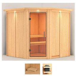 Karibu Sauna &raquo;Jarin&laquo; Set, ohne Ofen beige ohne Ofen, (ohne Ofen)