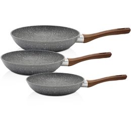 Kr&uuml;ger Pfannen-Set &raquo;Nevada&laquo; Aluminium Set, 3 Stk. tlg. Soft-Touch-Griff, &Oslash; 20/24/28 cm, Induktion grau Einheitsgr&ouml;&szlig;e
