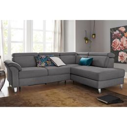 Sit & More sit&more Ecksofa &raquo;Arngast L-Form&laquo; inklusive Kopfteilverstellung und Federkern grau B/H/T: 245cm x 84cm x 194cm, Luxus-Microfaser ALTARA NUBUCK , 