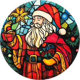 wash+dry by Kleen-Tex Fu&szlig;matte &raquo;Stainglass Santa&laquo; rechteckig 9 mm H&ouml;he waschbar und trocknergeeignet bunt Polyamid B : 90cm 1 Stk., 9mm, L: 90cm