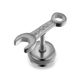Firetti Damen Single-Ohrstecker &raquo;Schmuck Geschenk Ohrschmuck einzeln Schraubenschl&uuml;ssel&laquo; schwarz 6,5mm, Edelstahl Kautschuk