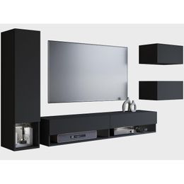 Home Affaire Wohnwand &raquo;Amadeo&laquo; Set, 4 Stk. tlg. schwarz B/H/T: 290cmcm x 130cmcm x 31cmcm