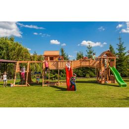 Fungoo Spielturm &raquo;MAXI SET SPIDER LAND&laquo; mit Schaukel & Rutsche, Klettererweiterung rot Holz, Metall, Polyethylen Einheitsgr&ouml;&szlig;e