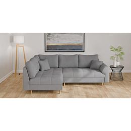 Home Affaire Ecksofa &raquo;CHARRE L-Form mit Ottomane, Ma&szlig;e B/T/H: 231/161/81 cm&laquo; feine Steppung, lose R&uuml;cken- und Zierkissen, auch in Cord und Boucl&eacute; grau