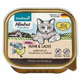 ZooRoyal Minkas Naturkost Kitten Huhn und Lachs mit Cranberries Katzen-Nassfutter ohne Zucker und Getreide 16x100g