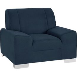 DOMO collection Sessel &raquo;Anzio&laquo; wahlweise mit Federkern blau Struktur fein, Mit Federkern, B/H/T: 114cm x 85cm x 93cm