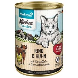 ZooRoyal Minkas Naturkost Rind und Huhn mit Kartoffeln Katzen-Nassfutter ohne Zucker 6x400g