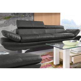 COTTA Polstergarnitur &raquo;Enterprise&laquo; Set, Set bestehend aus: 3-Sitzer mit Arm- & Kopfteilverstellung & Hocker schwarz Kunstleder SOFTLUX ,mit 