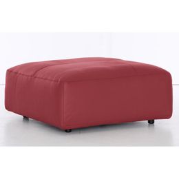 Musterring Hocker &raquo;LUCIA&laquo; rot Flachgewebe VALMONT (60% Baumwolle/40% Leinen);Leder PURO, pigmentiertes Leder;Microfaser CRONA (100% Polyester);Flachgewebe FLORIS