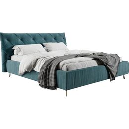 Home Affaire Polsterbett &raquo;Elloree in 4 Breiten bis 200cm, auch in Leder&laquo; Kopfteilh&ouml;he 105cm, belastbar bis 280 kg, auch in &Uuml;berl&auml;nge 220cm blau 100% 