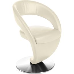 K+w Komfort & Wohnen K+W Komfort & Wohnen Esszimmerstuhl &raquo;Wave, Drehstuhl, Polsterstuhl&laquo; () Design-Drehstuhl, Drehteller in Edelstahloptik wei&szlig; Bronco: Nappaleder 