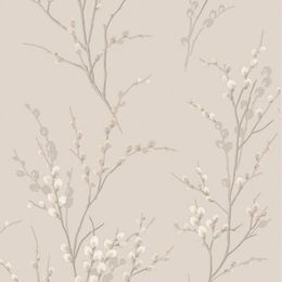 Laura Ashley Vliestapete &raquo;Pussy Willow&laquo; gemustert FSC zertifiziert, mit lebhaftem Druck, 10 Meter L&auml;nge grau Vlies B/L: 0,52m x 10m, Rollen: 1