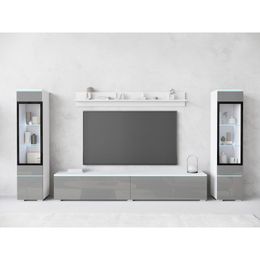 Home Affaire Wohnwand &raquo;VERA II&laquo; Komplett-Set, 4 Stk. tlg. grau B/H/T: 260cmcm x 130cmcm x 33cmcm, ohne Beleuchtung