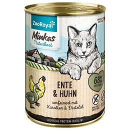 ZooRoyal Minkas Naturkost Ente und Huhn mit Karotten Katzen-Nassfutter ohne Zucker 6x400g