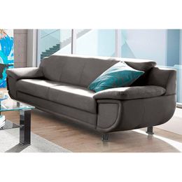 Trendmanufaktur 3-Sitzer &raquo;Rondo, Breite 207 cm, breite Armlehnen, F&uuml;&szlig;e schwarz&laquo; Big-Sofa wahlweise mit Federkern, in verschiedenen Bez&uuml;gen bestellbar 