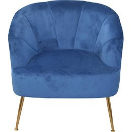 HOFMANN LIVING AND MORE Sessel Beine aus Stahlrohr, goldfarben lackiert, Samtbezug blau Samtoptik, B/H/T: 80cm x 82cm x 74cm