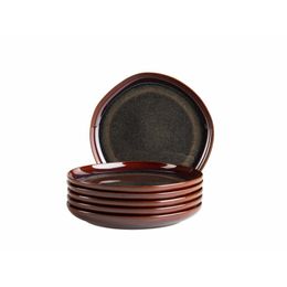 M&auml;ser M&Auml;SER Dessertteller &raquo;Cordelia, Teller Set aus Steinzeug&laquo; Geschirr-Set rot Steinzeug 22cm