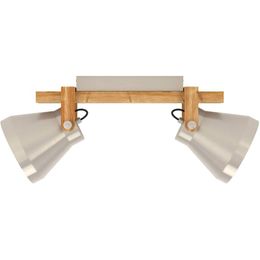 Eglo Deckenleuchte &raquo;Cawton Deckenleuchte, sandfarben, E27, IP44, Wohnzimmerlampe, Lampe&laquo; E27 1 Stk. Eglo Spot Cawton stahlfarben, braun rustikal 2X40W