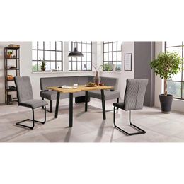 OTTO home Eckbankgruppe &raquo;Oliver&laquo; Set, 4-tlg, 4 Stk. tlg. Eckbank mit Wellenunterfederung im Sitz, Tisch Massiv Eiche grau 92% PES, 8% Naylon B/H/T: 