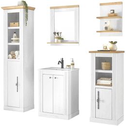 OTTO home Badm&ouml;bel-Set &raquo;WESTMINSTER, Bad im Landhausstil, 5-teiliges Badezimmer&laquo; 5 Stk. tlg. wei&szlig; B/H/T: 200cmcm x 203cmcm x 46cmcm