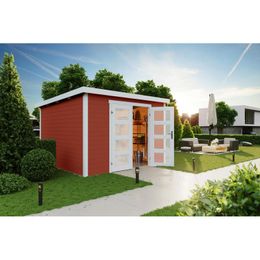 Lasita Maja Gartenhaus &raquo;Zambezi 6&laquo; Blockbohlenhaus 28mm rot Massivholz ohne Fu&szlig;boden, ohne Dacheindeckung
