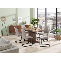 Hela Essgruppe &raquo;Ariana, Esstisch mit 6 St&uuml;hlen, ausziehbarer K&uuml;chentisch&laquo; Set, 1 Tisch ausziehbar / 6 St&uuml;hle, 7 Stk. tlg. Tisch 120-160cm, 6 St&uuml;hle 