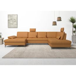 OTTO home Wohnlandschaft &raquo;Costello U-Form, B: 363 cm mit Sitztiefen-, Armteilverstellung &&laquo; 3 Nierenkissen, optional Schlaffunktion & Bettkasten gelb 