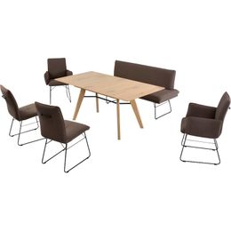 K+w Komfort & Wohnen K+W Komfort & Wohnen Essgruppe &raquo;Giacomo IV&laquo; 6 Stk. tlg. Polsterbank in 2 Gr&ouml;&szlig;en, 2 Kufenst&uuml;hle, 2 Armlehnenst&uuml;hle und 1 Tisch braun Flachgewebe Q2 
