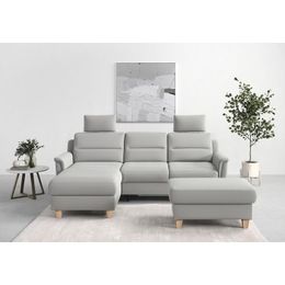 Sit & More sit&more Ecksofa &raquo;Far&ouml; L-Form&laquo; inklusive Federkern, wahlweise mit Schlaffunktion und Bettkasten silber B/H/T: 234cm x 90cm x 168cm, Luxus-Microfaser 