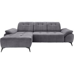 Home Affaire Ecksofa &raquo;Lazio modern und bequem, schmale Armlehnen, tolle Detailverarbeitung&laquo; zwei verschiedene Fu&szlig;farben w&auml;hlbar grau 93% Polyester, 7%