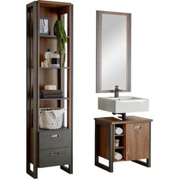 Home Affaire Badm&ouml;bel-Set &raquo;Detroit, Bad im Industrialdesign, 3-teiliges Badezimmer&laquo; Set, 3 Stk. tlg. gelb Einheitsgr&ouml;&szlig;e