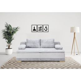 Home Affaire Schlafsofa &raquo;Ben, B: 200 cm, Liegefl. 158x198 cm&laquo; Schlaffunktion & Bettkasten, Dauerschlafsofa mit Boxspring grau 100%Polyester B/H/T: 