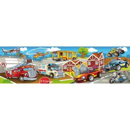 papermoon Fototapete &raquo;Kids Cars Panorama&laquo; matt bunt Vlies B/L: 3,5m x 1m