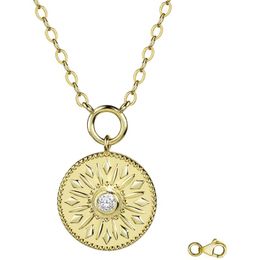 Firetti Damen Kette mit Anh&auml;nger &raquo;Schmuck Geschenk Silber 925 Halsschmuck Ankerkette Anh&auml;nger Sonne&laquo; Made in Germany - mit Zirkonia (synth.) gold 