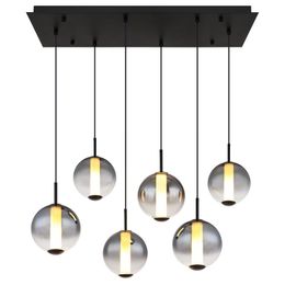 Globo LIGHTING H&auml;ngeleuchte &raquo;LACY&laquo; LED-Modul 1 Stk. Warmwei&szlig; H&auml;ngeleuchte Schwarz, Glaskugeln Rauch/Opal, LED 78W silber 1, H: 120cm, 1 Stk.