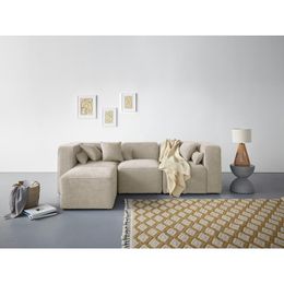 Home Affaire 3-Sitzer &raquo;Sundstrup L-Form&laquo; Modulserie, individuelle Zusammenstellung grau 100% Polyester B/H/T: 256cm x 76,5cm x 93cm, Struktur weich