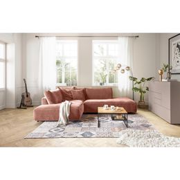 Musterring Ecksofa &raquo;Lucia bequem, elegant & zeitlos, elegante Sofa ohne Armlehnen&laquo; mit gro&szlig;em Longchair, verschiedene Farben, B304 x T224 cm braun 100% Polyester