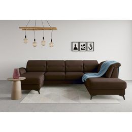 Sit & More sit&more Wohnlandschaft &raquo;Sinatra U-Form&laquo; optional mit Kopfteilverstellung und Armteilfunktion, Metallf&uuml;&szlig;e braun 100% Polyester B/H/T: 326cm x 85cm x 