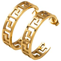 Firetti Damen Paar Creolen &raquo;Schmuck Geschenk Edelstahl Ohrschmuck Ohrringe M&auml;ander&laquo; Made in Germany gold 27mm, Edelstahl