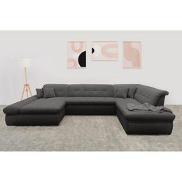 DOMO collection Wohnlandschaft &raquo;MORIC 353x216x80 cm, mit viel Platz, U-Form, auch in Cord&laquo; im XXL-Format, wahlweise mit Bettfunktion und 