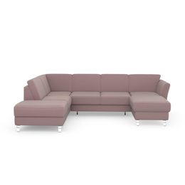 Sit & More sit&more Wohnlandschaft &raquo;Visby U-Form&laquo; Wahlweise mit Schlaffunktion und Stauraum, frei im Raum stellbar rosa B/H/T: 303cm x 87cm x 213cm, Struktur 