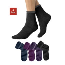Lavana Damen Kuschelsocken Packung, 4 Paar tlg. mit Innenfrottee bunt 39-42