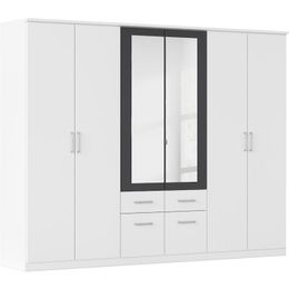 Rauch Kleiderschrank &raquo;Dreht&uuml;renschrank Schrank Garderobe BURANO&laquo; mit Schubladen und Spiegelumrandung in Farbabsetzung MADE IN GERMANY wei&szlig; 