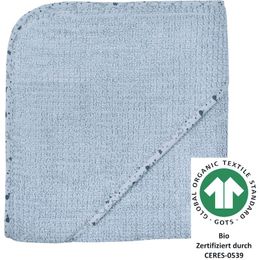 W&ouml;rner Kapuzenhandtuch &raquo;at home stahlblau Kapuzenbadetuch 80/80&laquo; Biobaumwolle, Strick-Optik blau Frottee, Frottier B/L: 80cmx80cm, 1 Stk., Frottee